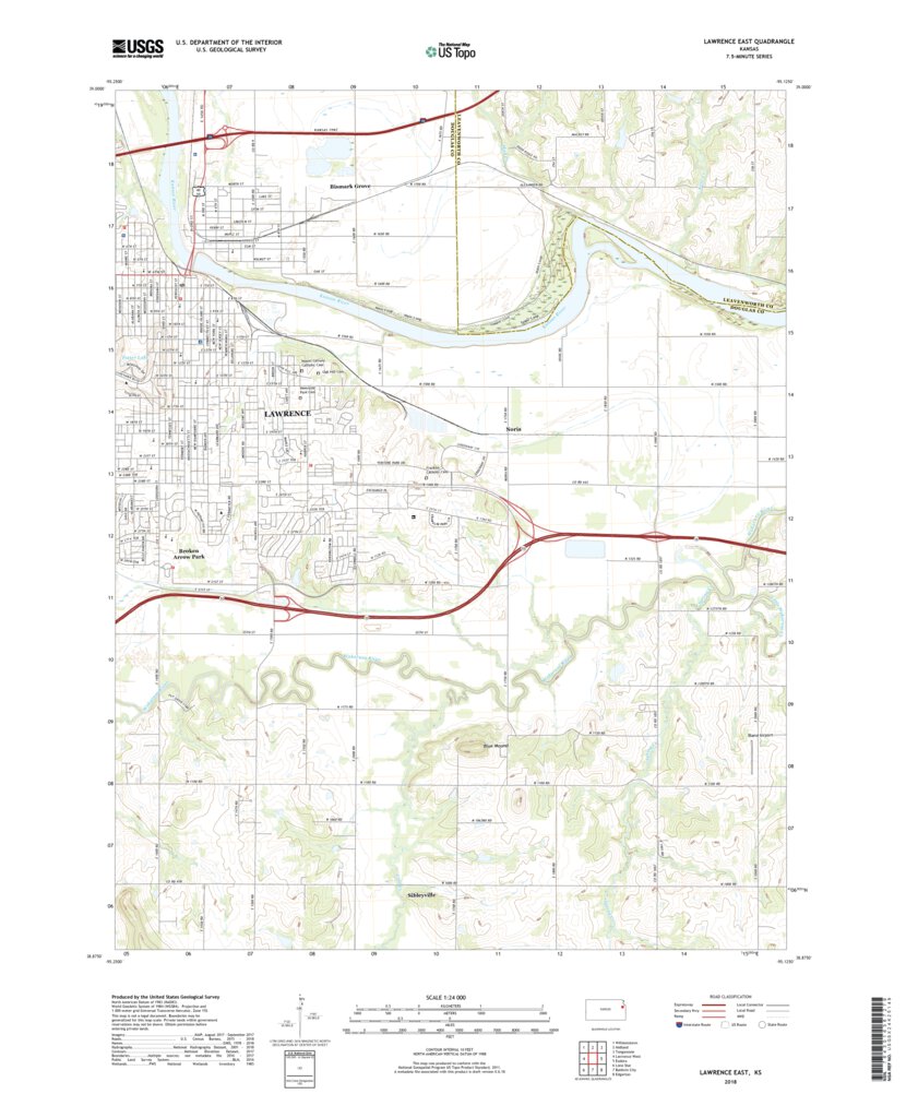 Lawrence East, KS (2018, 24000-Scale) Map by United States Geological ...