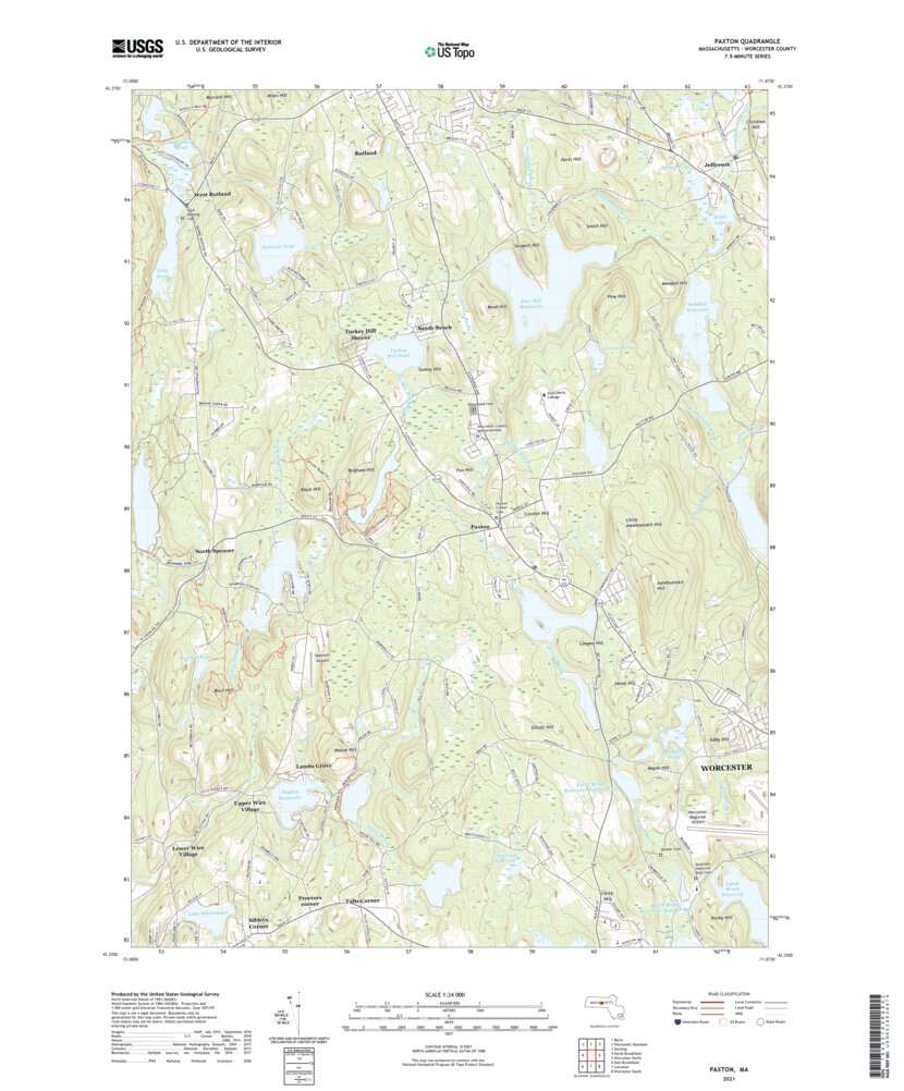 Paxton, MA (2021, 24000-Scale) Map by United States Geological Survey ...