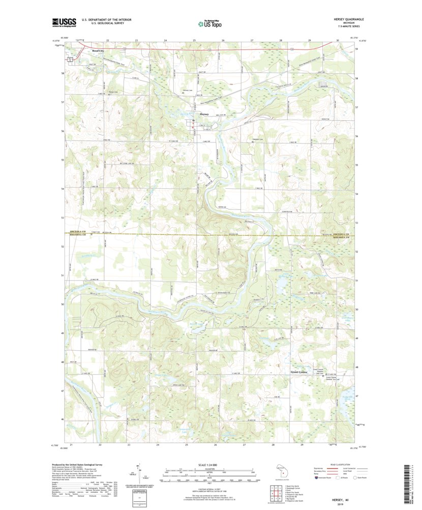 Hersey, MI (2019, 24000-Scale) Map by United States Geological Survey ...