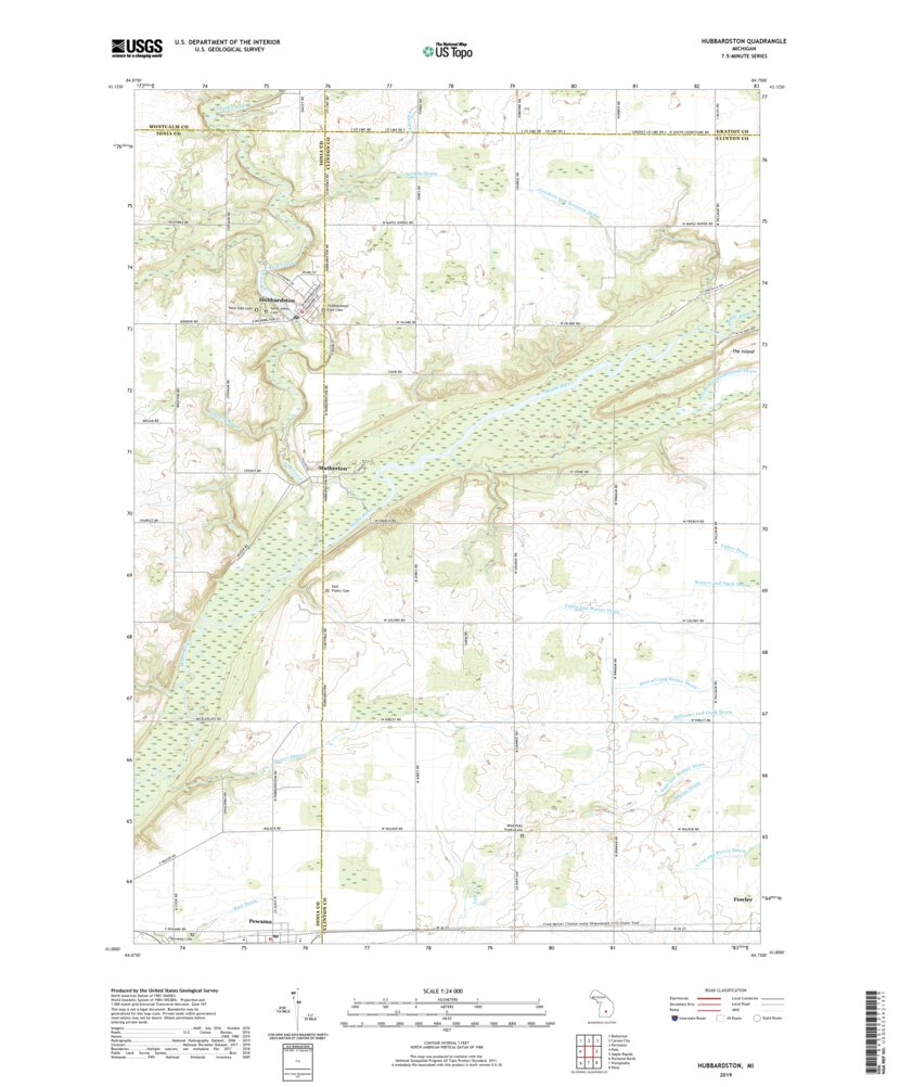 Hubbardston, MI (2019, 24000-Scale) Map by United States Geological ...