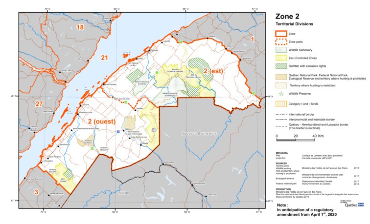 Québec Zone de Chasse 2 Map by Avenza Systems Inc. | Avenza Maps