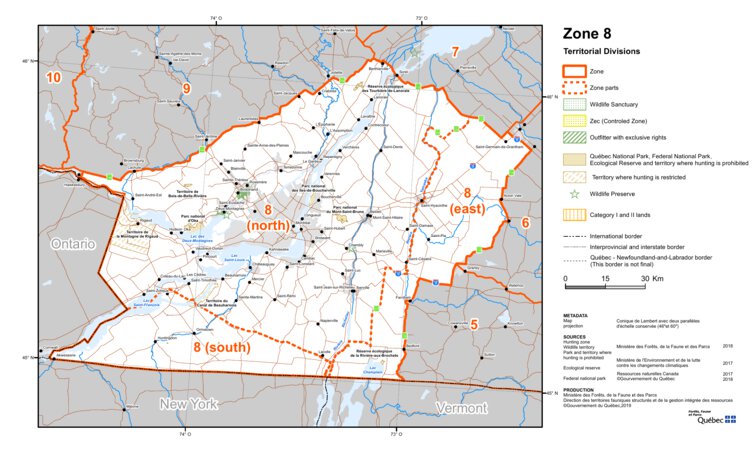 Québec Zone de Chasse 8 Map by Avenza Systems Inc. | Avenza Maps