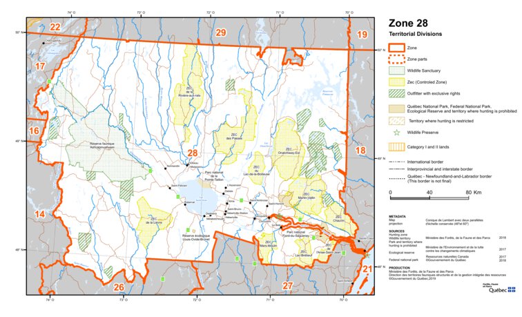 Québec Zone de Chasse 28 Map by Avenza Systems Inc. | Avenza Maps