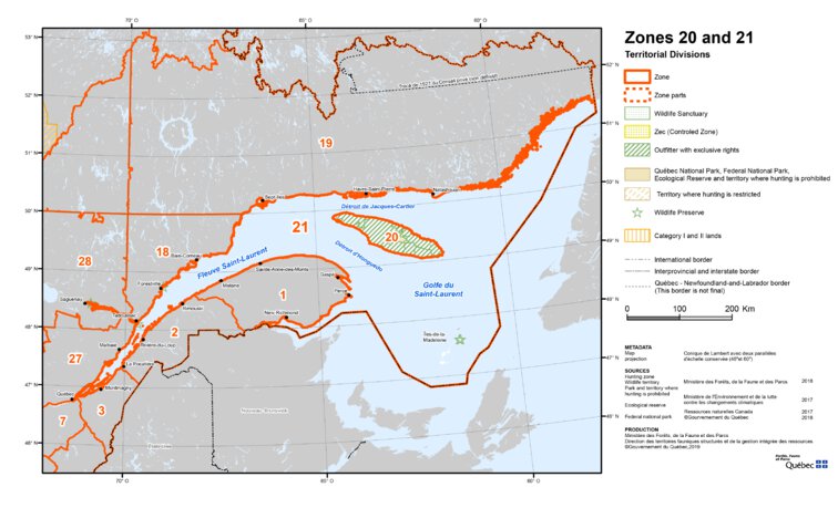 Québec Zone de Chasse 20 et 21 Map by Avenza Systems Inc. | Avenza Maps