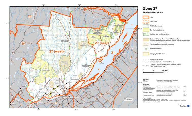 Québec Zone de Chasse 27 Map by Avenza Systems Inc. | Avenza Maps