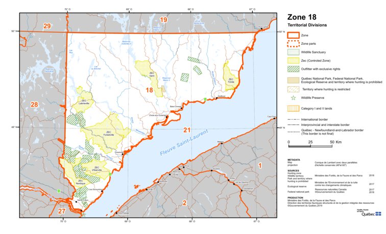 Québec Zone de Chasse 18 Map by Avenza Systems Inc. | Avenza Maps