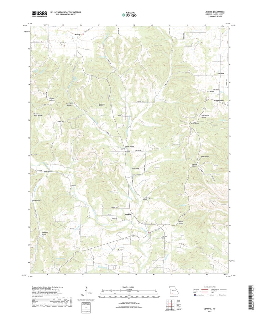 Jenkins, MO (2021, 24000-Scale) Map by United States Geological Survey ...