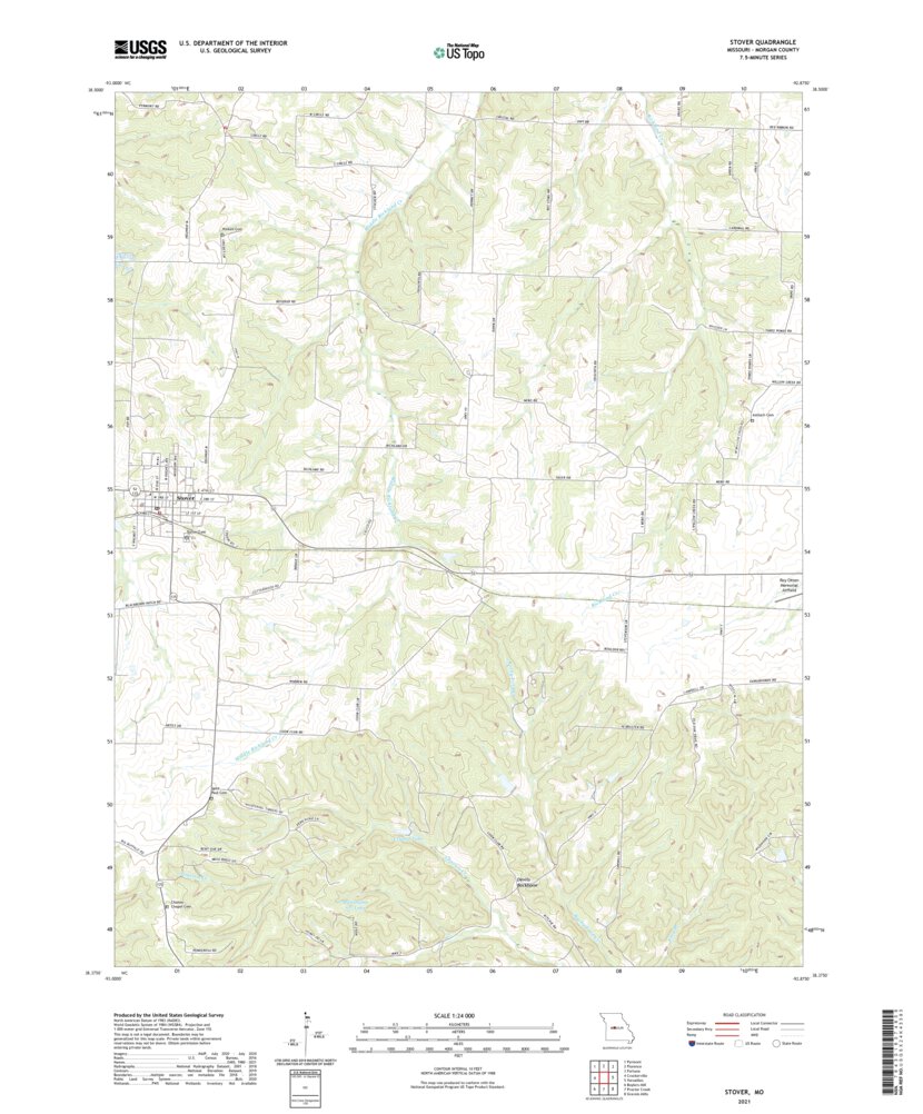 Stover, MO (2021, 24000-Scale) Map by United States Geological Survey ...