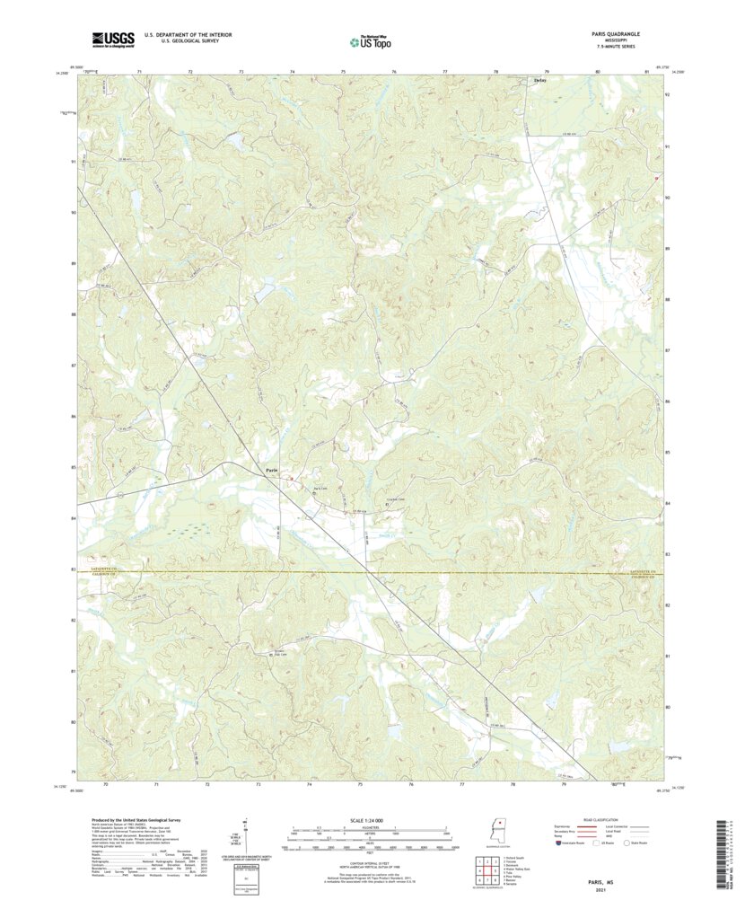 Paris, MS (2021, 24000-Scale) Map by United States Geological Survey ...
