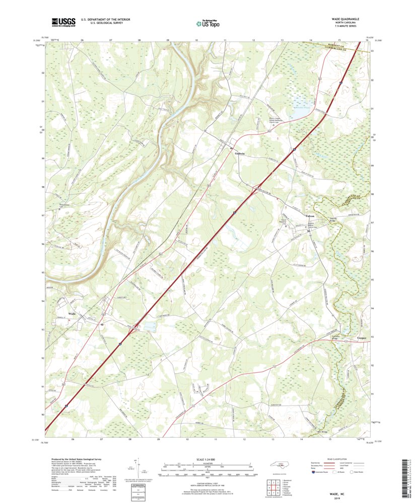 Wade, NC (2019, 24000-Scale) Map by United States Geological Survey ...