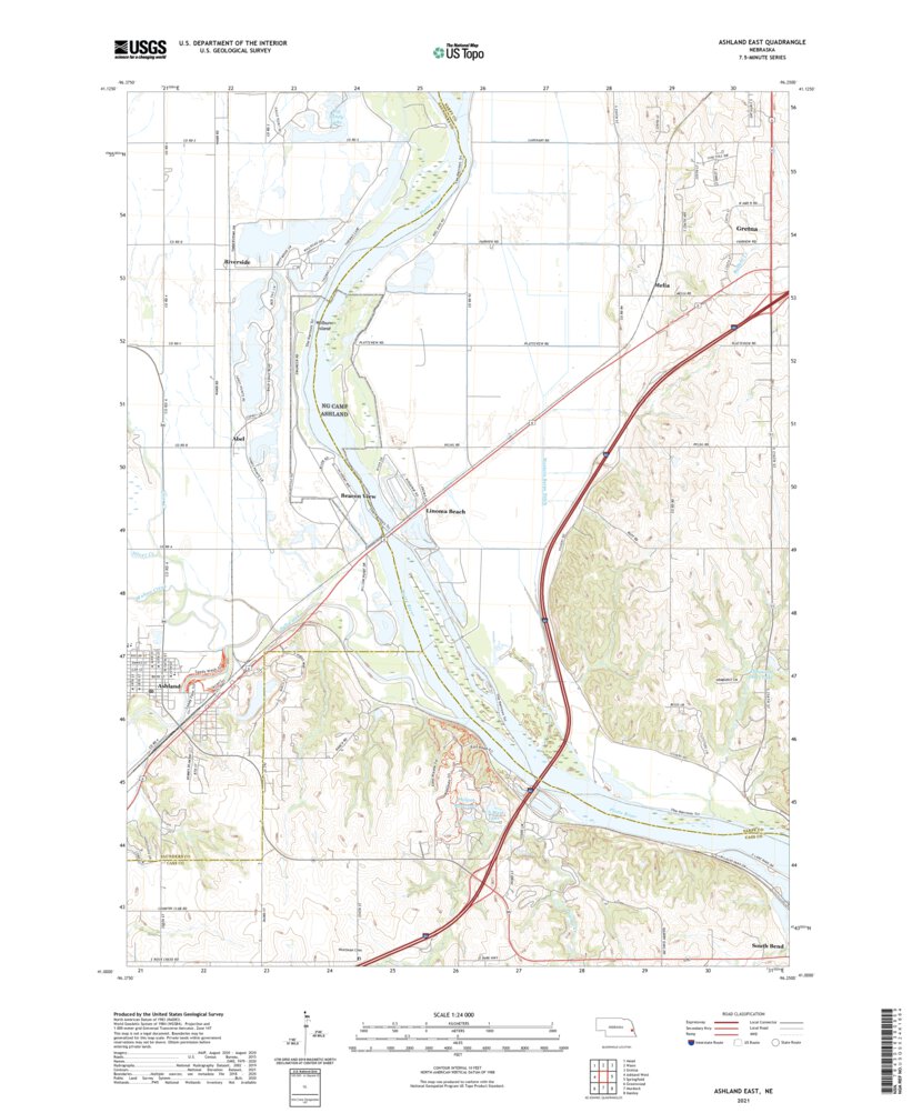 Ashland East, NE (2021, 24000-Scale) Map by United States Geological ...