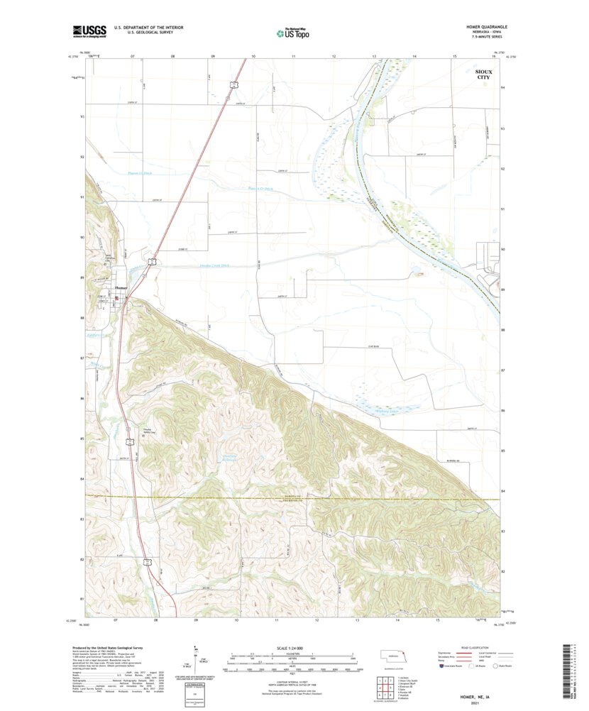 Homer, NE (2021, 24000-Scale) Map by United States Geological Survey ...