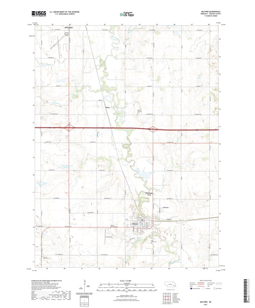 Milford, NE (2021, 24000-Scale) Map by United States Geological Survey ...