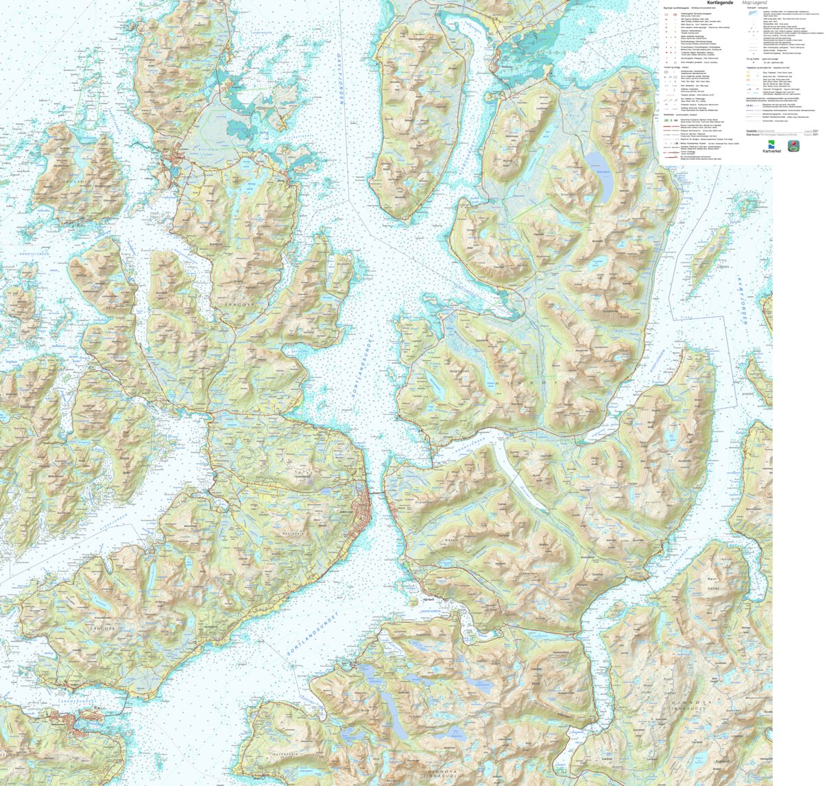Municipality of Sortland Map by The Norwegian Mapping Authority ...
