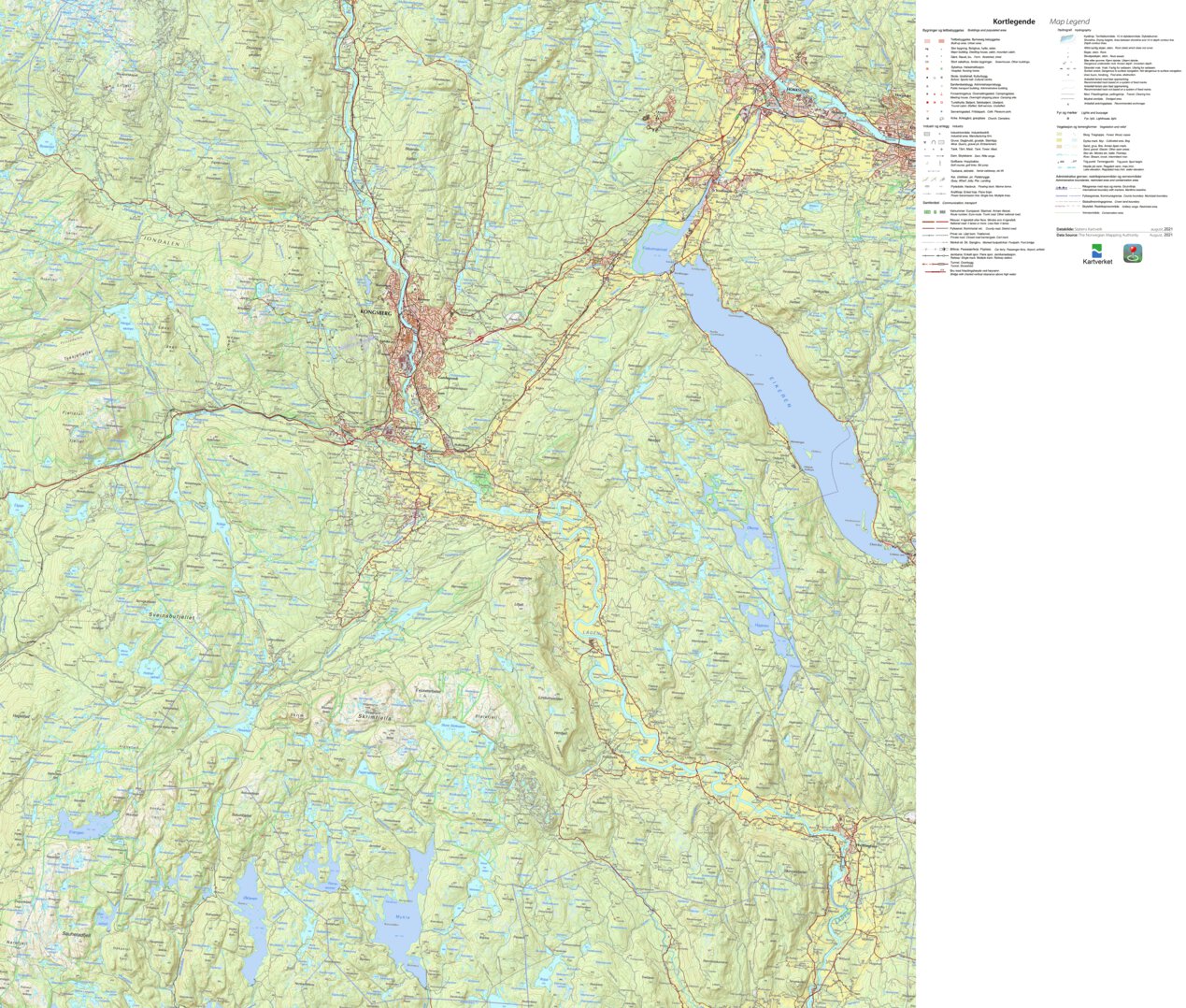 Municipality of Kongsberg Map by The Norwegian Mapping Authority ...