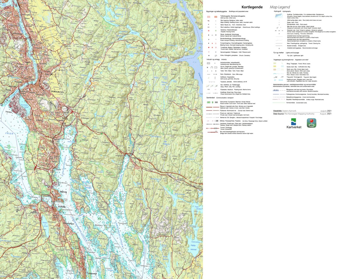Municipality of Porsgrunn Map by The Norwegian Mapping Authority ...