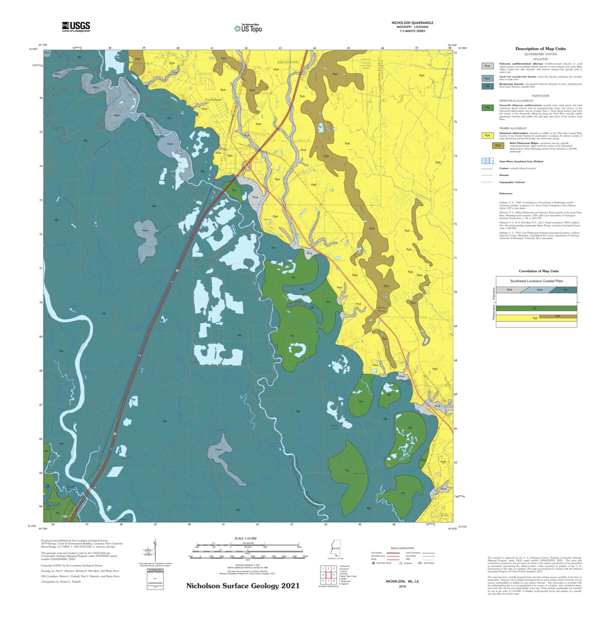 Nicholson Surface Geology 2021 Map by Louisiana Geological Survey (LSU ...