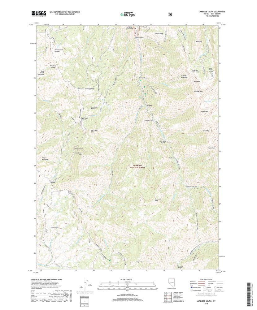 Jarbidge South, NV (2018, 24000-Scale) Map by United States Geological ...