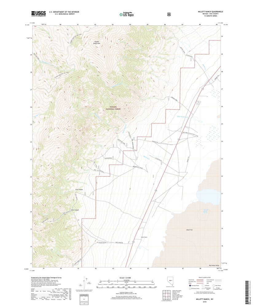 Millett Ranch, NV (2018, 24000-Scale) Map by United States Geological ...