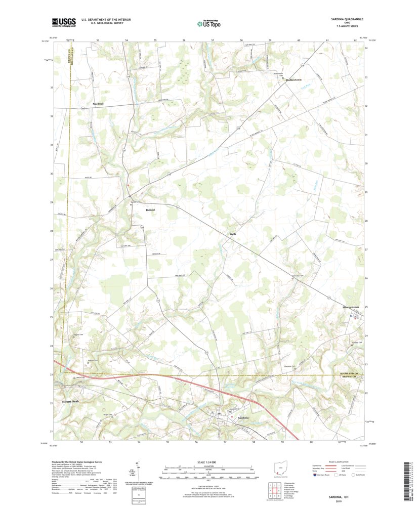 Sardinia, OH (2019, 24000-Scale) Map by United States Geological Survey ...