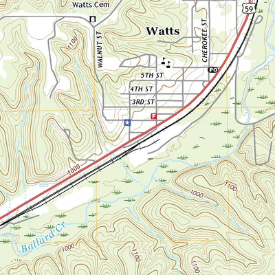 Watts, OK (2019, 24000-Scale) Map by United States Geological Survey ...