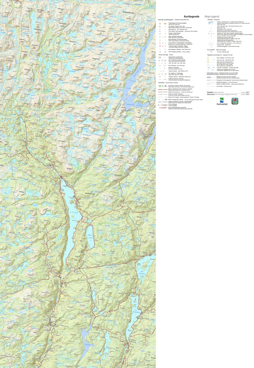 Municipality of Hægebostad Map by The Norwegian Mapping Authority ...