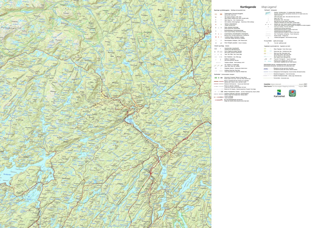 Municipality of Gjerstad Map by The Norwegian Mapping Authority ...