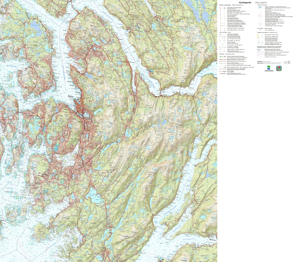 Municipality of Bergen Map by The Norwegian Mapping Authority | Avenza Maps
