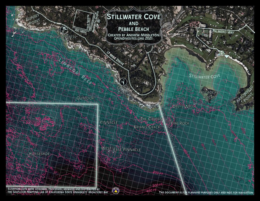 Pebble Beach and Stillwater Cove Map by OpenDiveSites | Avenza Maps