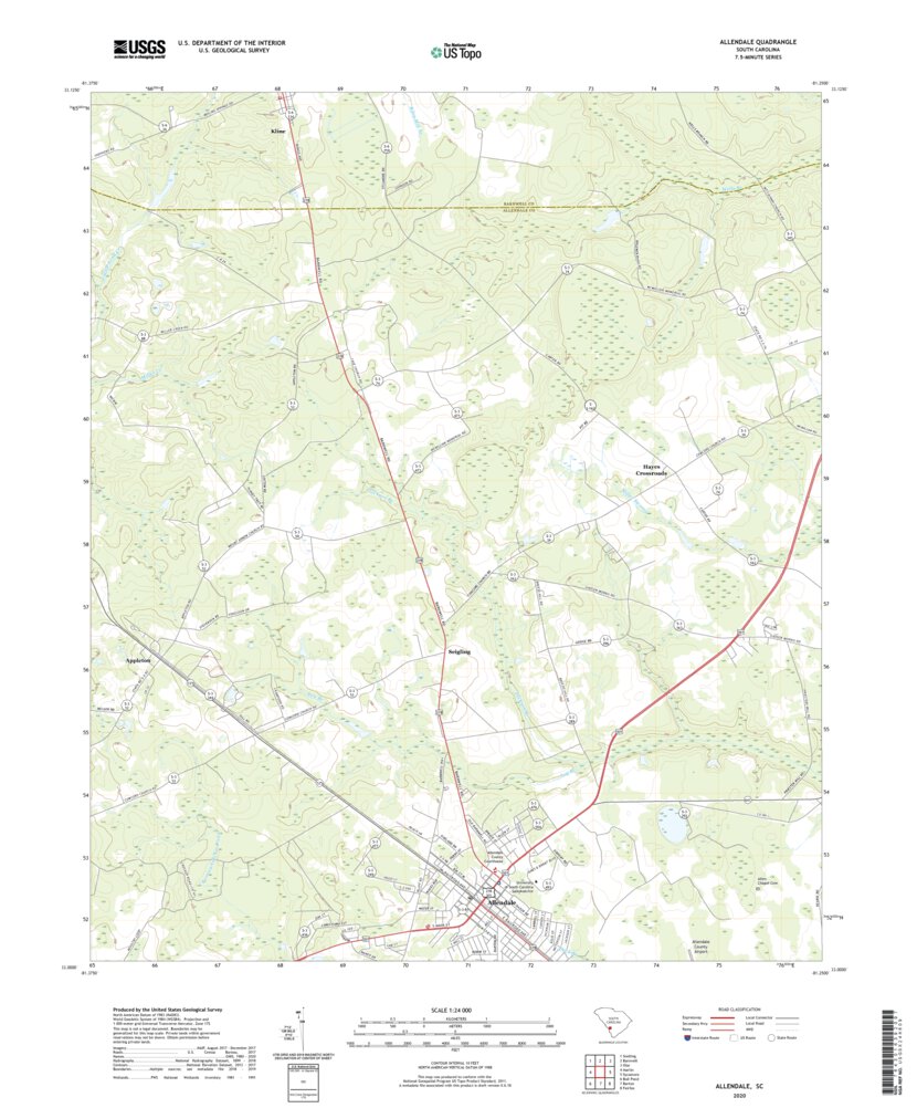Allendale, SC (2020, 24000-Scale) Map by United States Geological ...