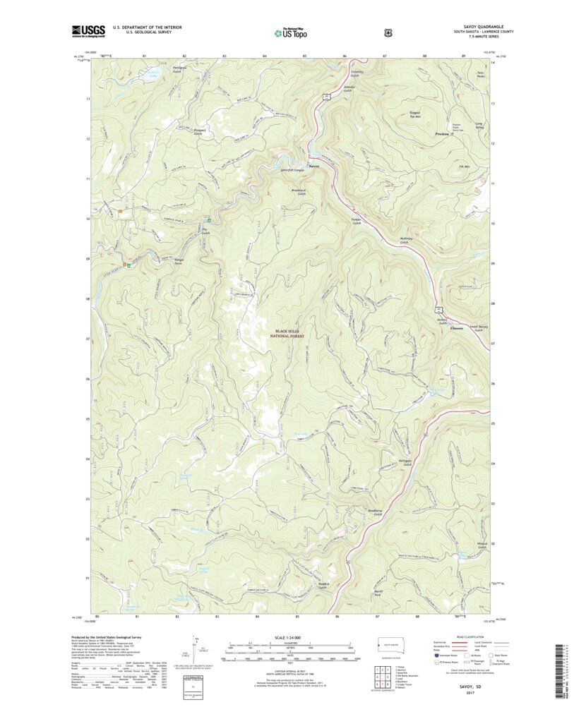Savoy, SD (2017, 24000-Scale) Map by United States Geological Survey ...