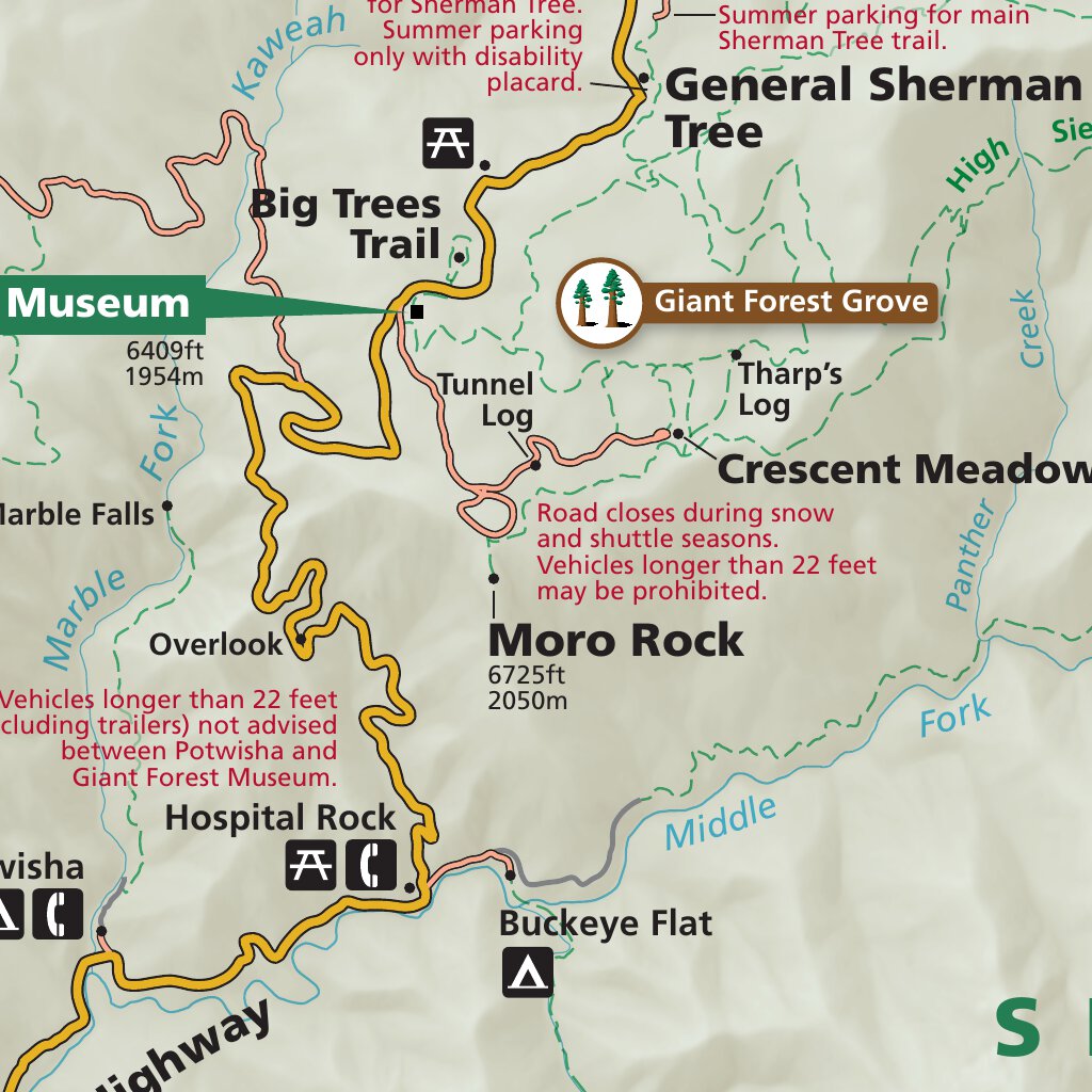 Sequoia and Kings Canyon National Parks - Driving Map by US National ...