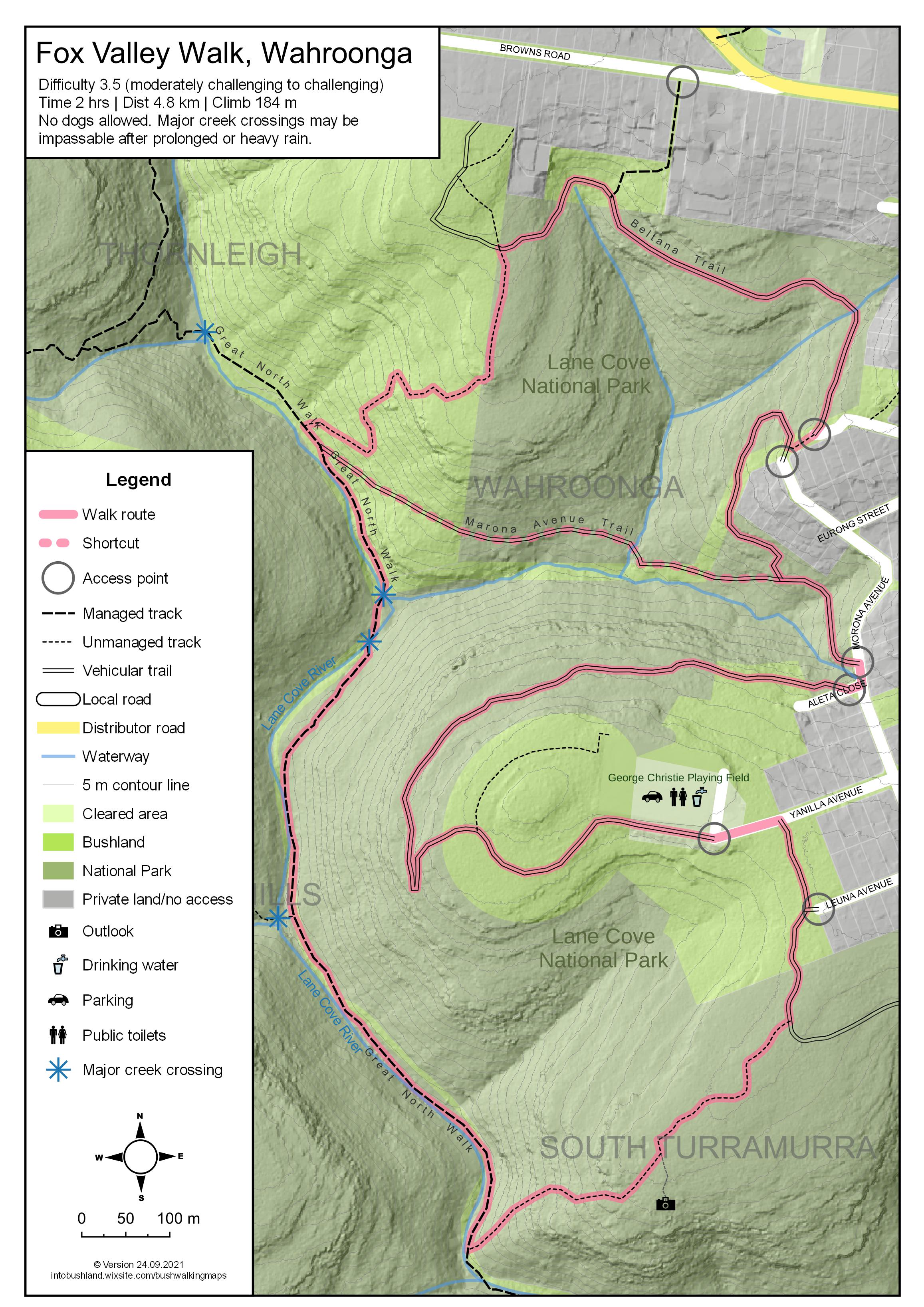 Fox Valley Walk, Wahroonga Map by Sydney Bushwalking Maps | Avenza Maps