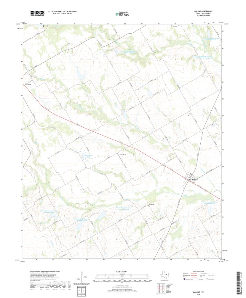 Malone, TX (2019, 24000-Scale) Map by United States Geological Survey ...