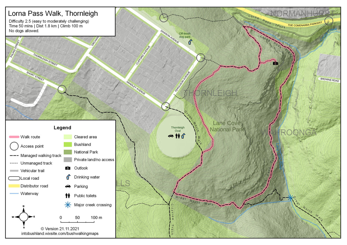 Lorna Pass Walk, Thornleigh Map by Sydney Bushwalking Maps | Avenza Maps