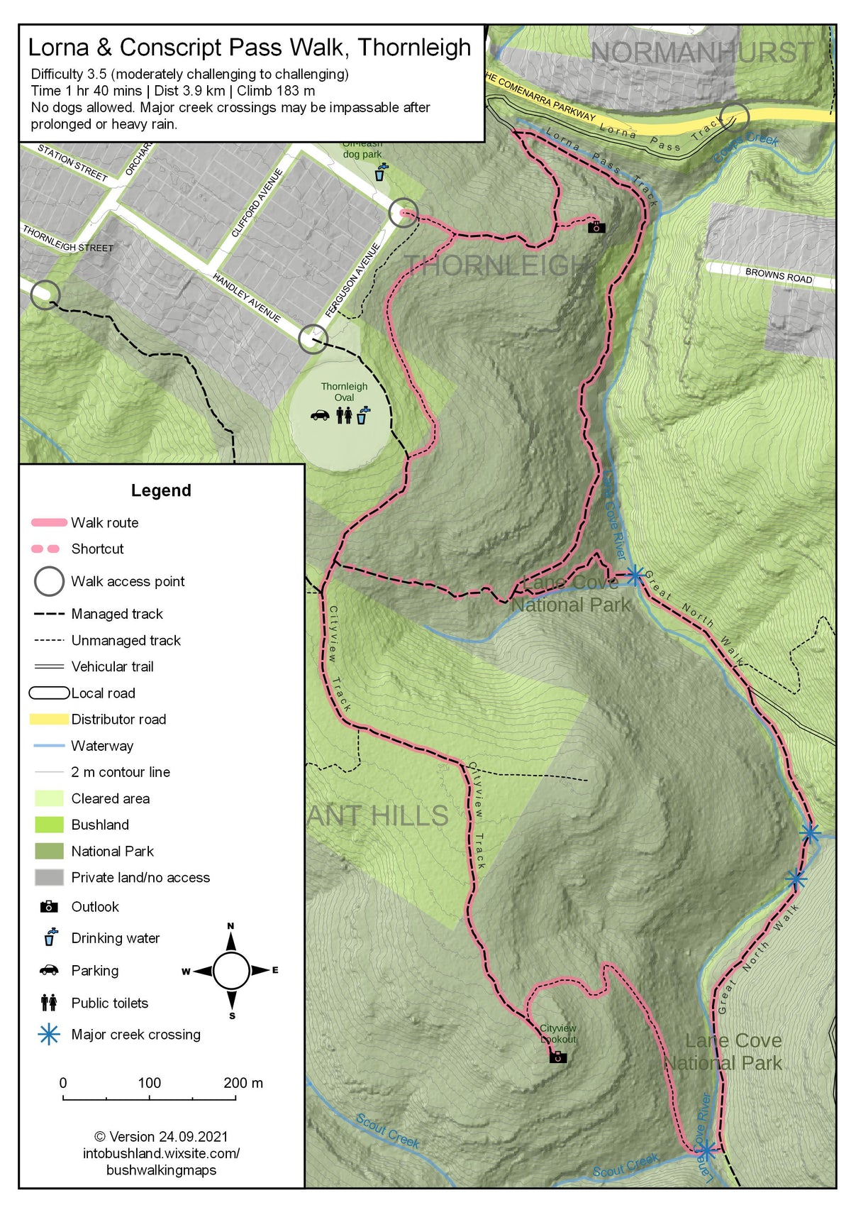 Lorna & Conscript Pass Walk, Thornleigh Map by Sydney Bushwalking Maps ...