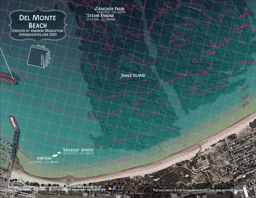 Del Monte Beach Map by OpenDiveSites | Avenza Maps