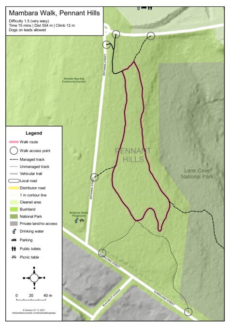 Mambara Walk, Pennant Hills Map by Sydney Bushwalking Maps | Avenza Maps
