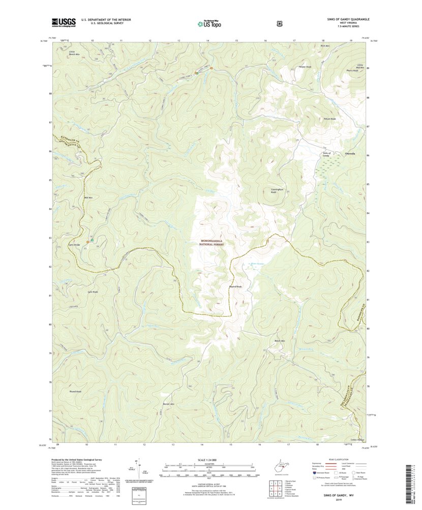 Sinks of Gandy, WV (2019, 24000-Scale) Map by United States Geological ...