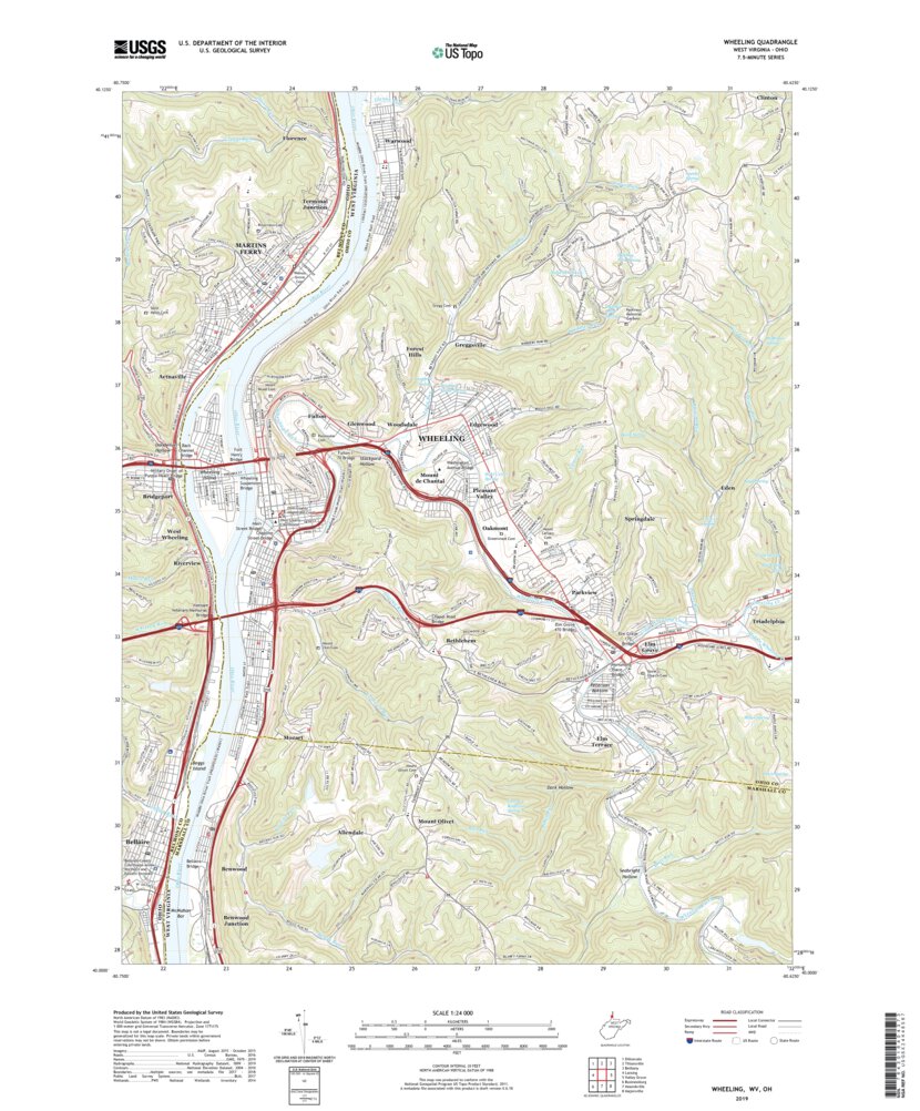 Wheeling, WV (2019, 24000-Scale) Map by United States Geological Survey ...