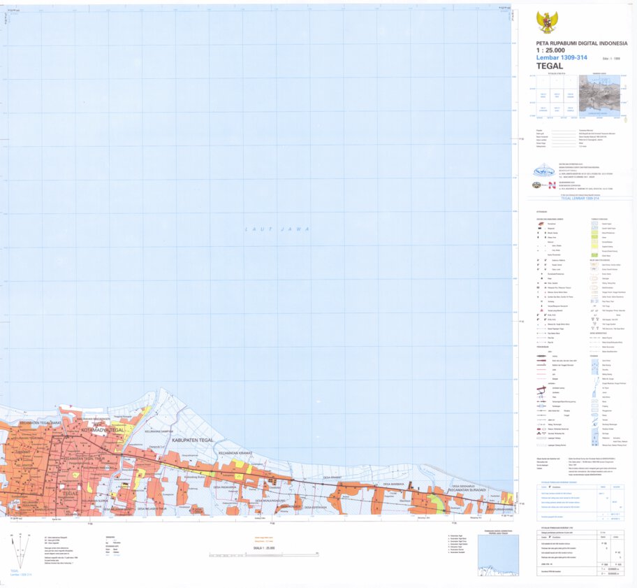 Tegal (1309-314) Map by Badan Informasi Geospasial | Avenza Maps