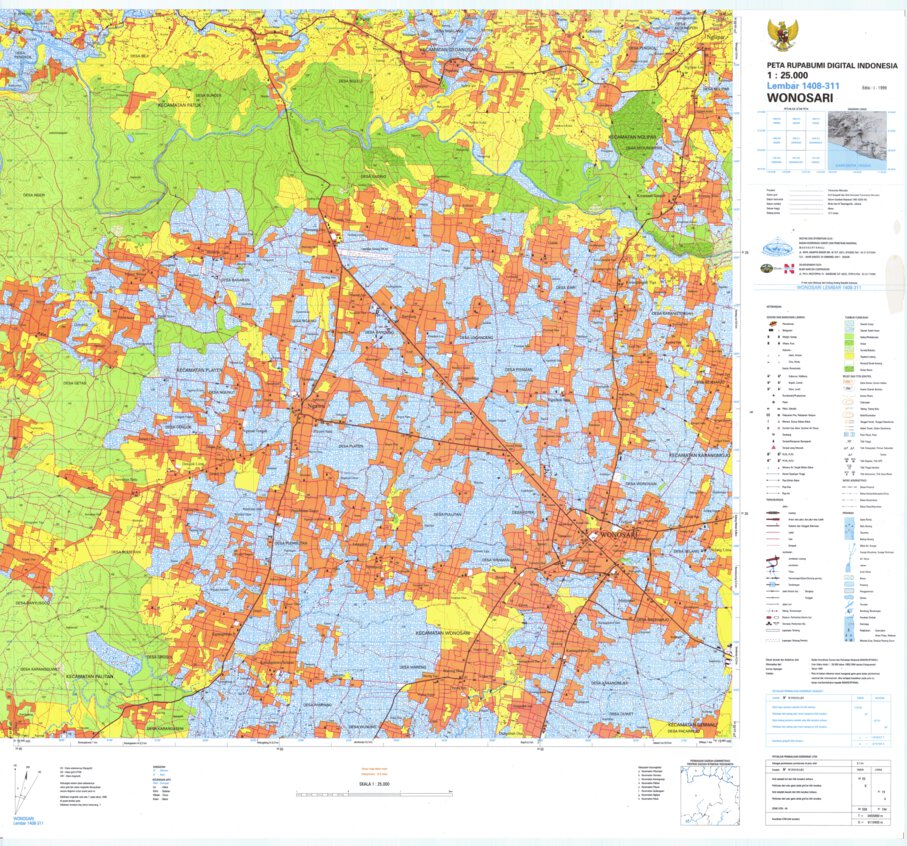Wonosari (1408-311) Map by Badan Informasi Geospasial | Avenza Maps