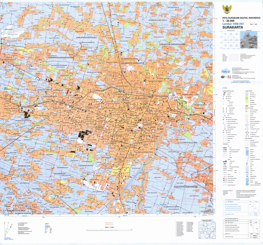 Surakarta (1408-343) Map by Badan Informasi Geospasial | Avenza Maps