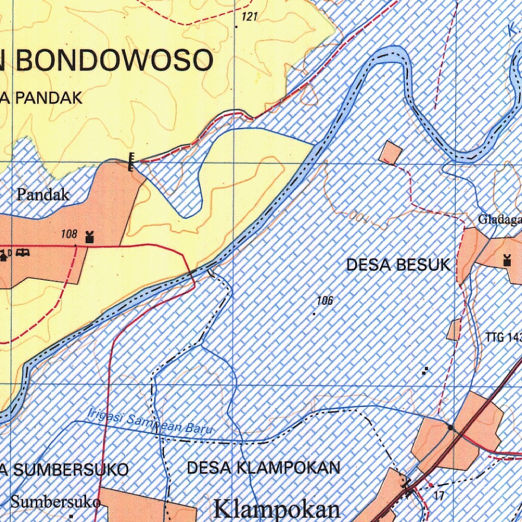 Prajekan Lor (1608-324) Map by Badan Informasi Geospasial | Avenza Maps