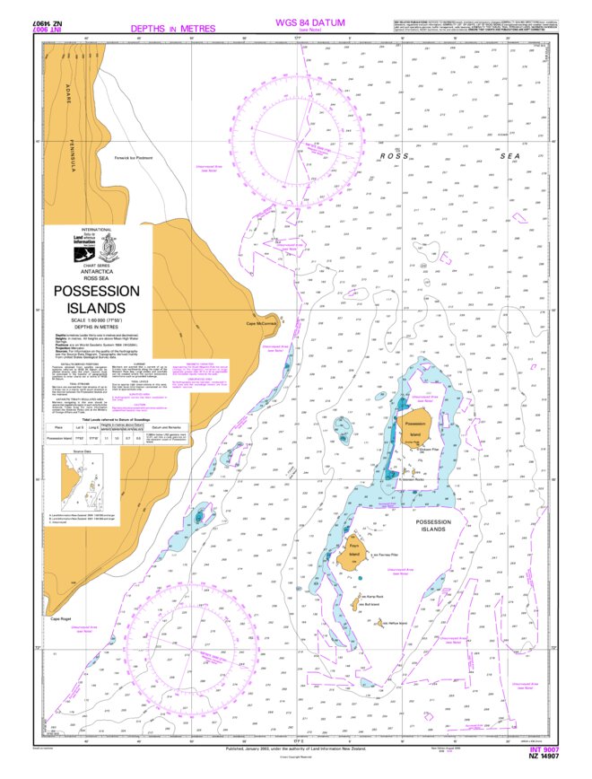 Possession Islands Map by Land Information New Zealand | Avenza Maps