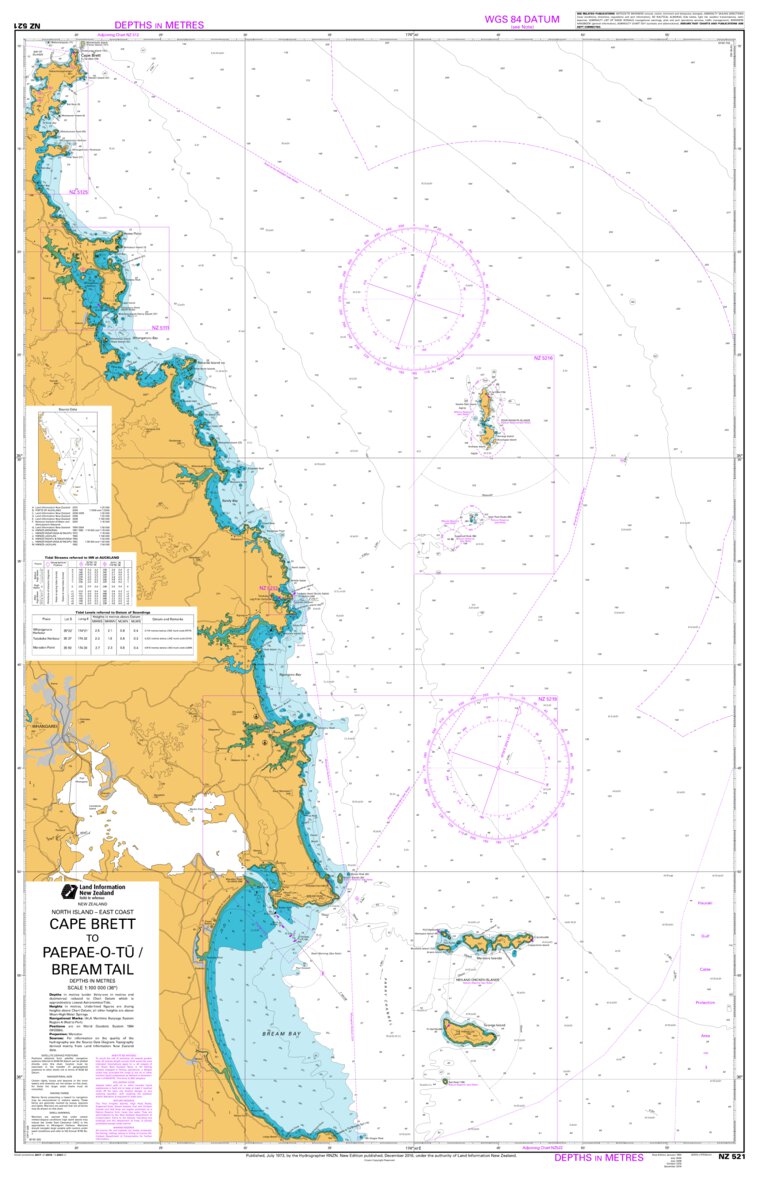 Cape Brett to Bream Tail Map by Land Information New Zealand | Avenza Maps