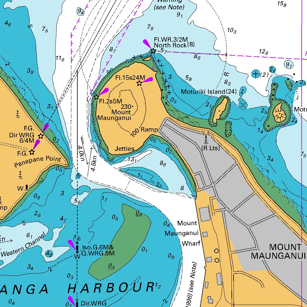 Tauranga Harbour - Katikati Entrance to Mount Maunganui Map by Land ...