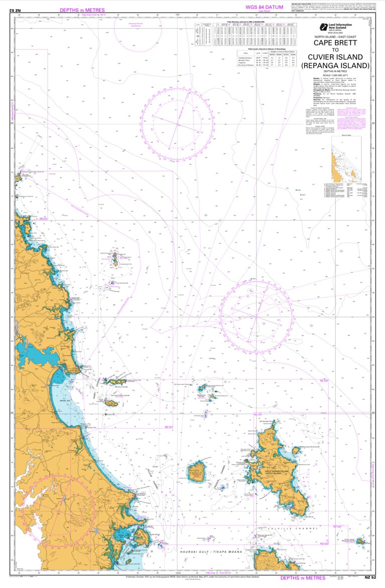 Cape Brett to Cuvier Island Map by Land Information New Zealand ...
