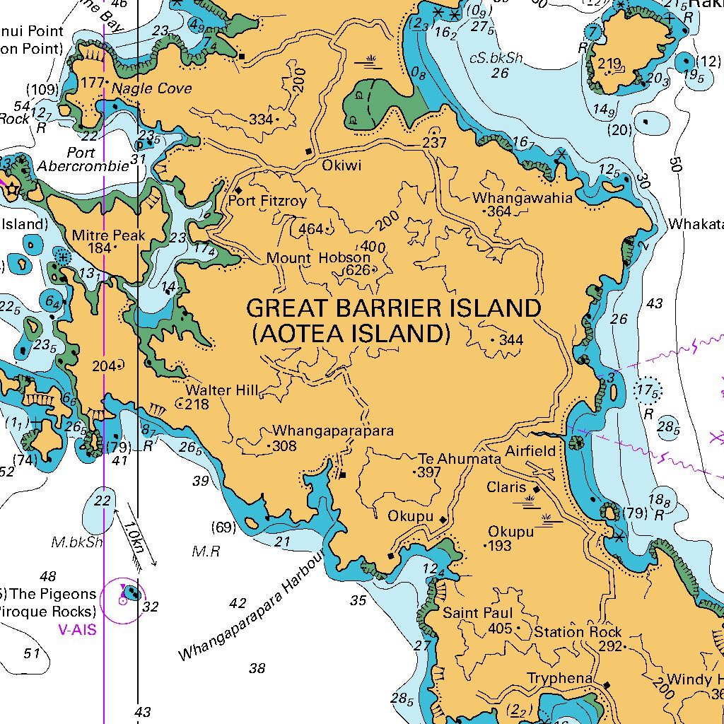 Cape Brett to Cuvier Island Map by Land Information New Zealand ...