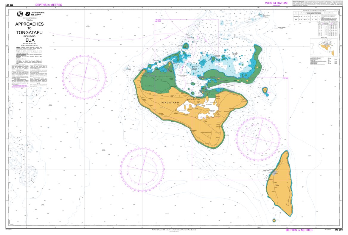 Approaches to Tongatapu including 'Eua Map by Land Information New ...